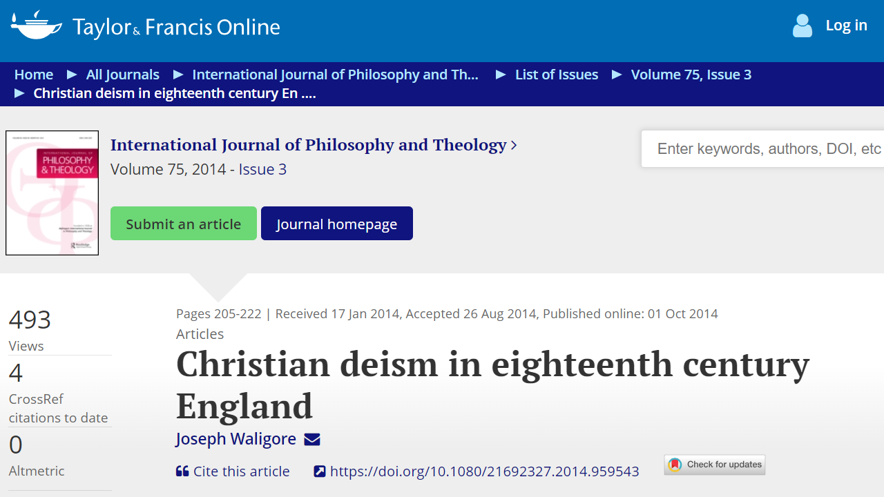 Publications – Enlightenment Deism